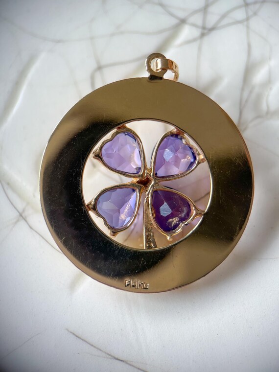 Vintage Engine Turned Four Leaf Clover Amethyst and P… - Gem