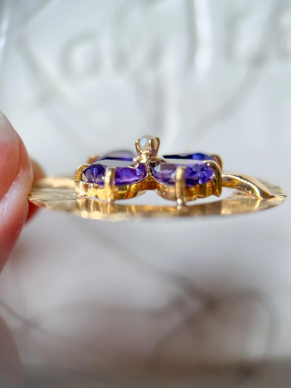 Vintage Engine Turned Four Leaf Clover Amethyst and P… - Gem