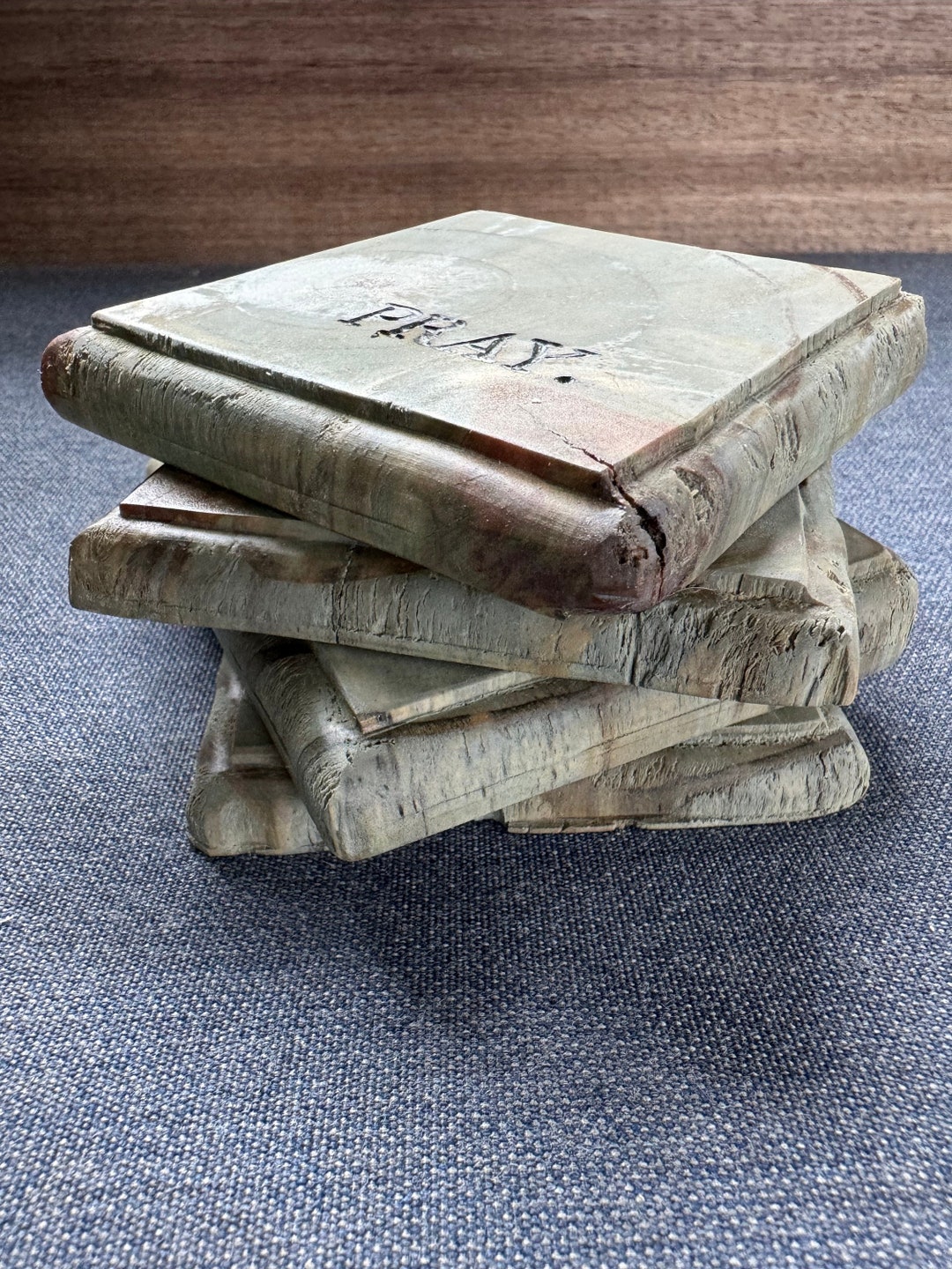 Wooden Prayer Coasters, Set of 4, Grey - Etsy
