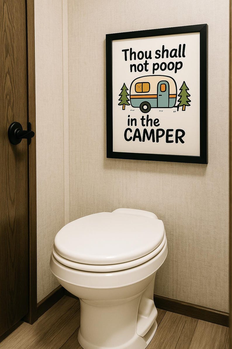 Funny Camper Bathroom Sign - “thou Shall Not Poop” Printable | RV ...