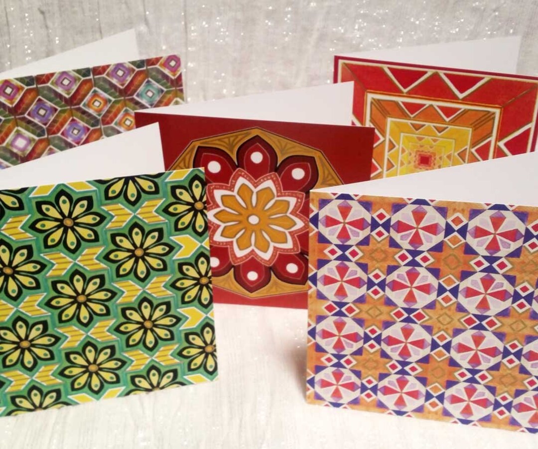 Set of 4 Golden Touch Hand Finished Printed Cards. Gift Cards, With ...