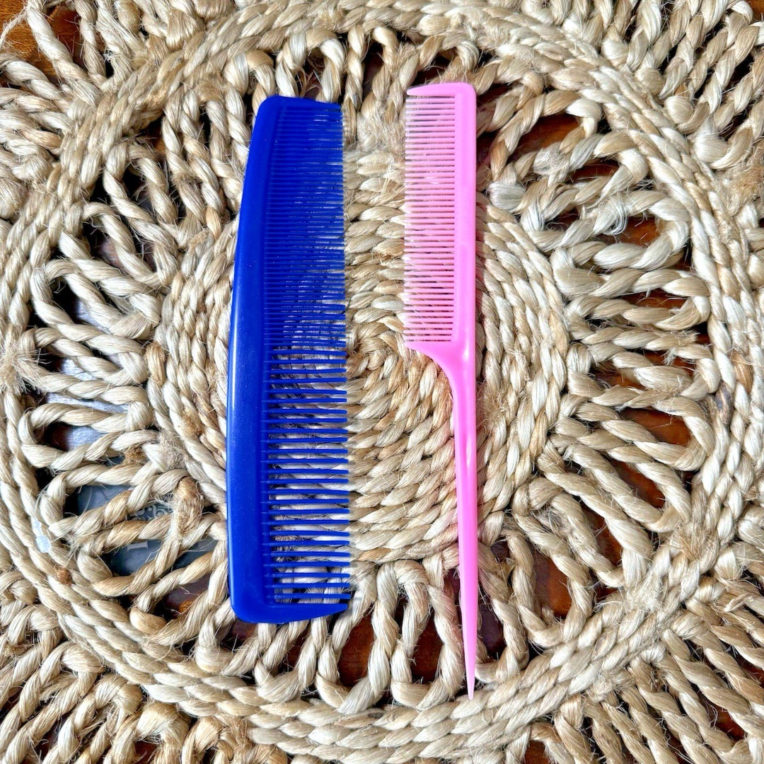 Vintage Combs Lot Pink Rat Tail Purple Dual Tooth Grooming - Etsy