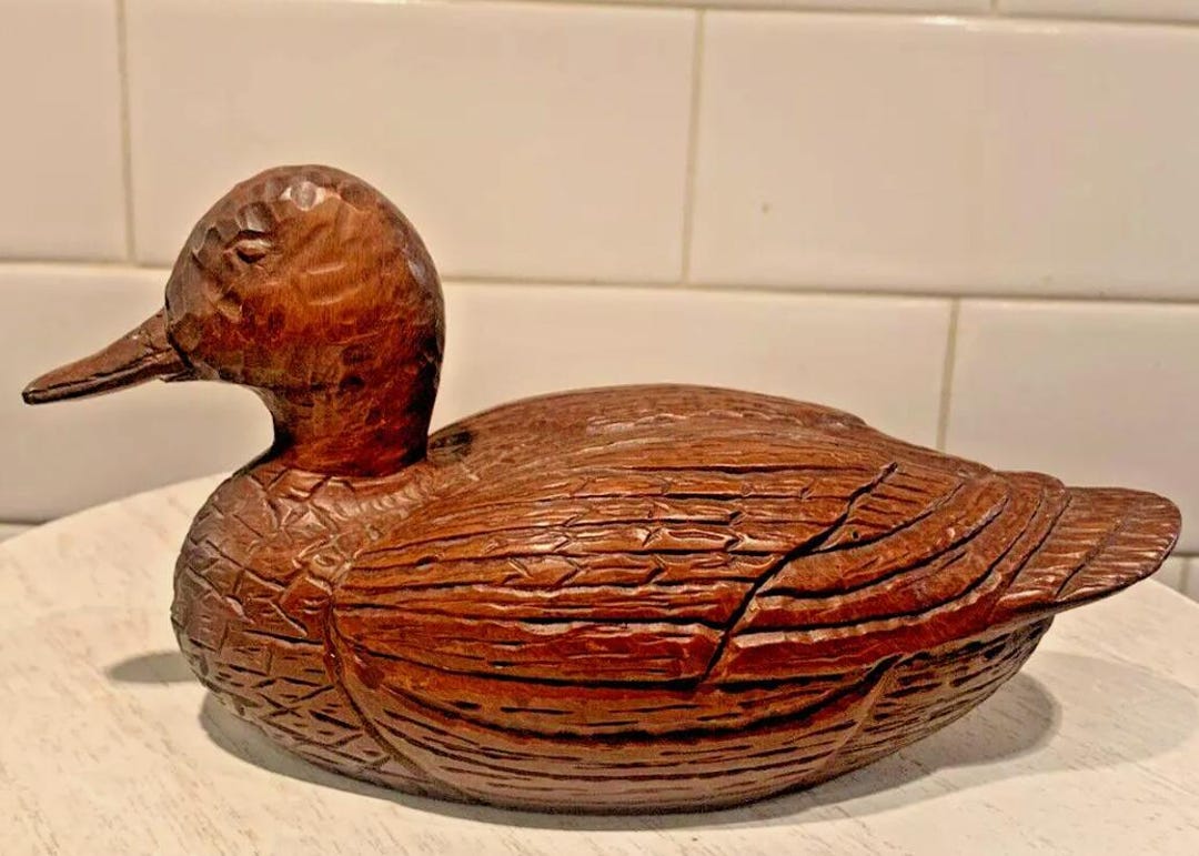 Vintage Red Mill MFG. Brown Duck Mallard Handcrafted Carved Resin Red ...