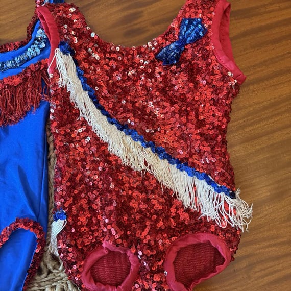 Lot of 2 Vintage Girls Dance Recital Leotards USA Red… - Gem