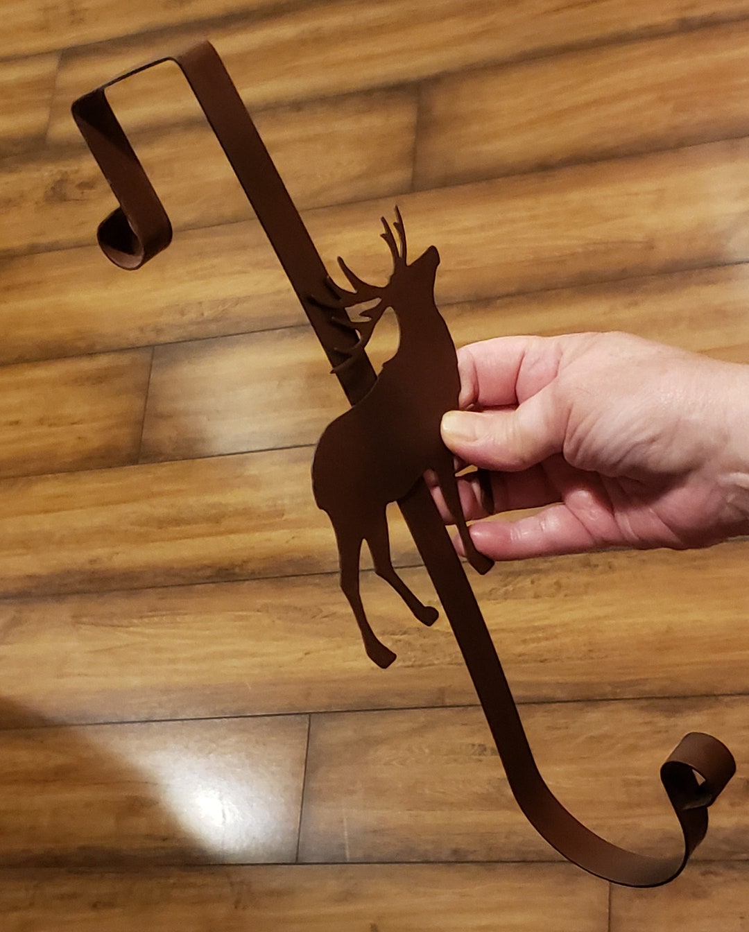 Rustic Metal Reindeer Christmas Stocking or Wreath Door Hanger - Etsy
