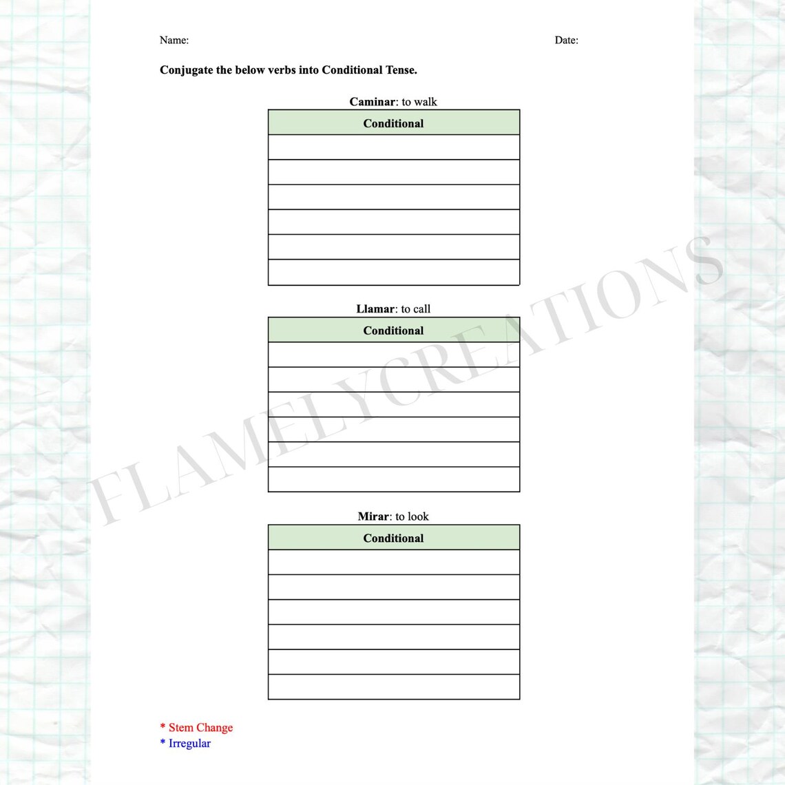 52 Spanish Daily Conjugation Worksheets | Conditional Tense | for ...