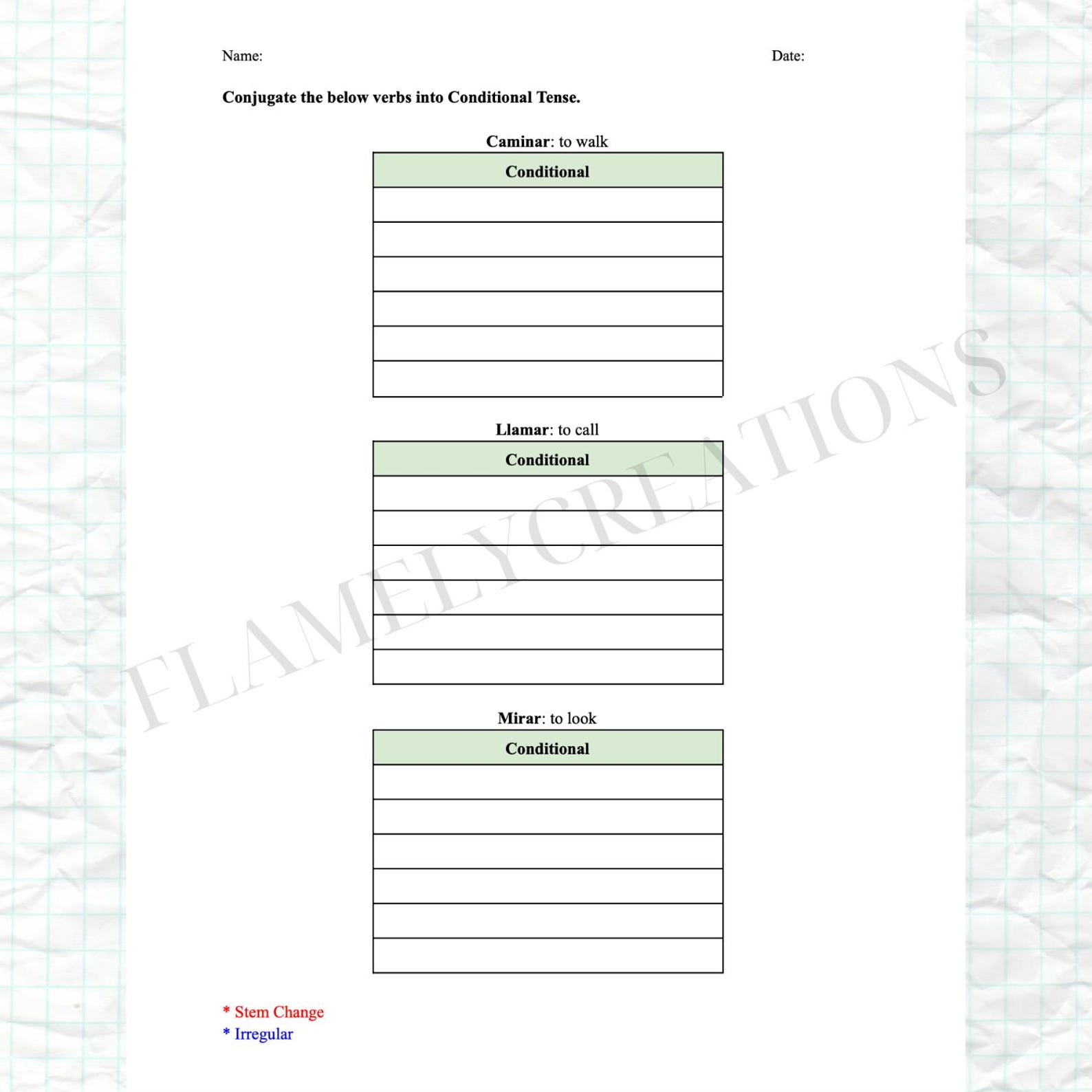 52 Spanish Daily Conjugation Worksheets | Conditional Tense | for ...