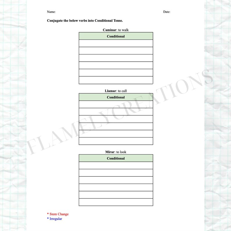 52 Spanish Daily Conjugation Worksheets | Conditional Tense | for ...