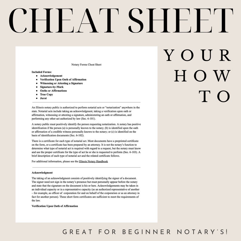 Illinois Notarial Certificates BUNDLE | 8 Documents | Jurat ...