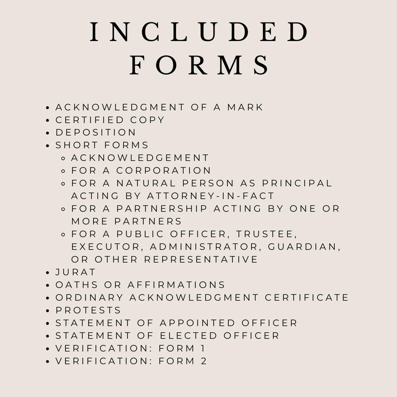 Texas Notarial Certificates BUNDLE | 16 Documents | Jurat ...