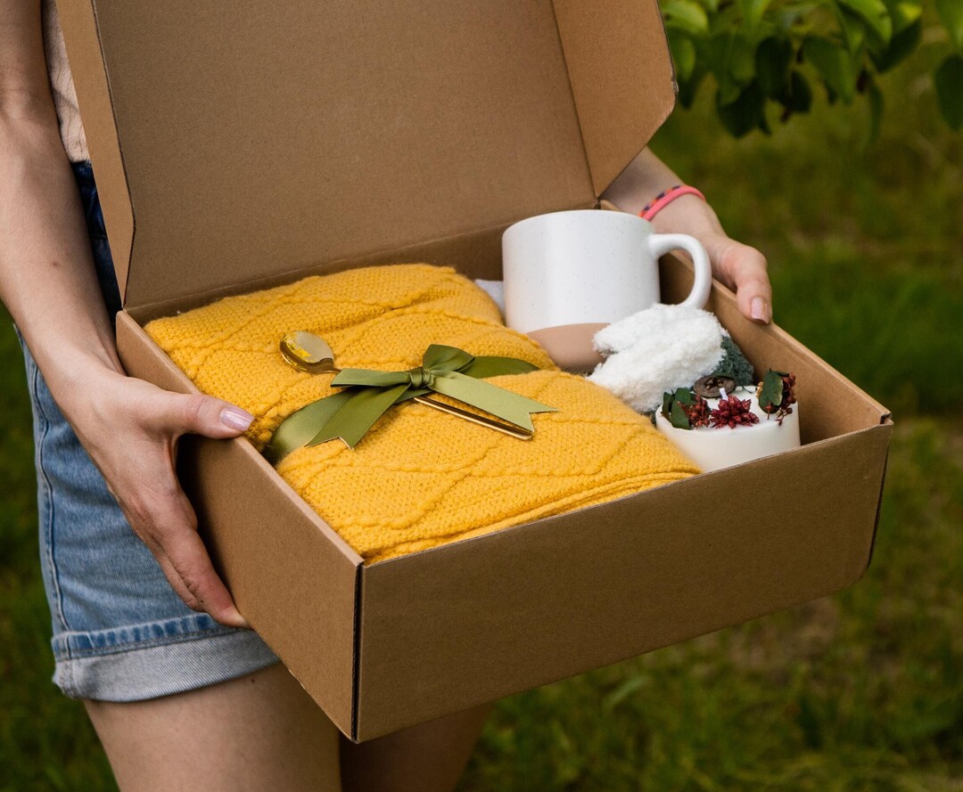 Classy Gift Box for Her, Cozy Retirement Gift Basket With Blanket ...