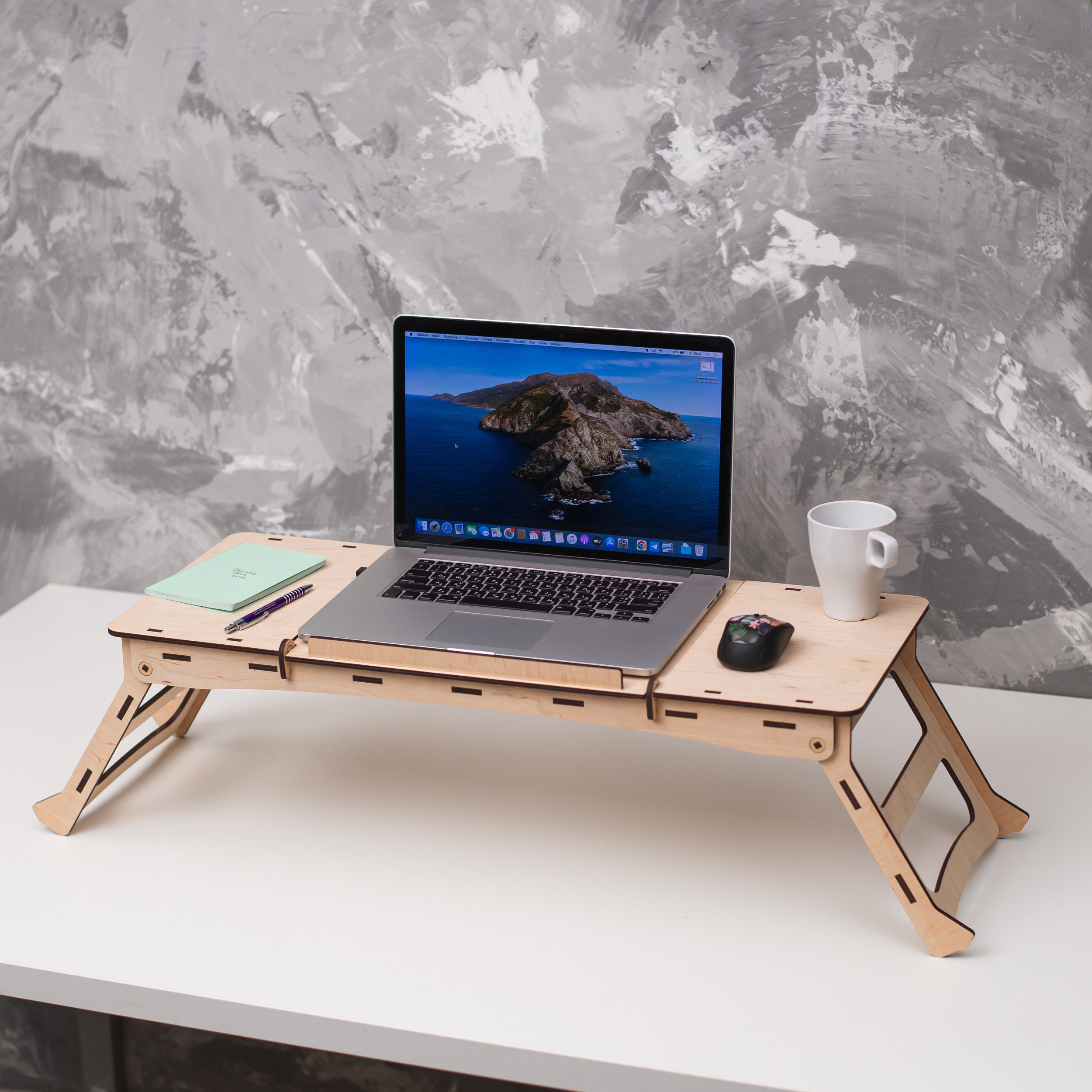 Foldable Laptop Stand Wood, Laptop Bed Tray, Wood Laptop Stand ...