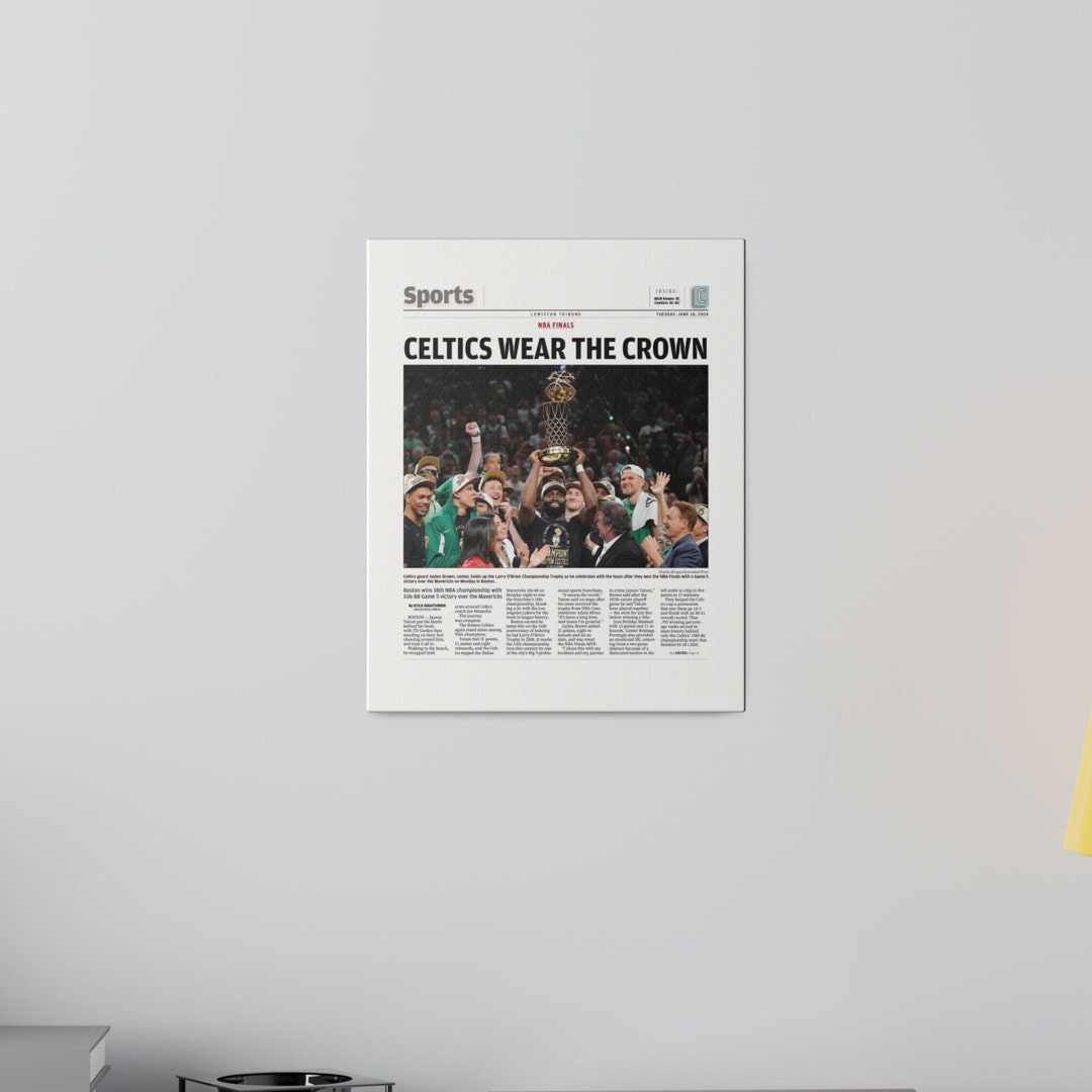 Boston Celtics 2024 Championship Newspaper Canvas, Boston Celtics 2024 ...
