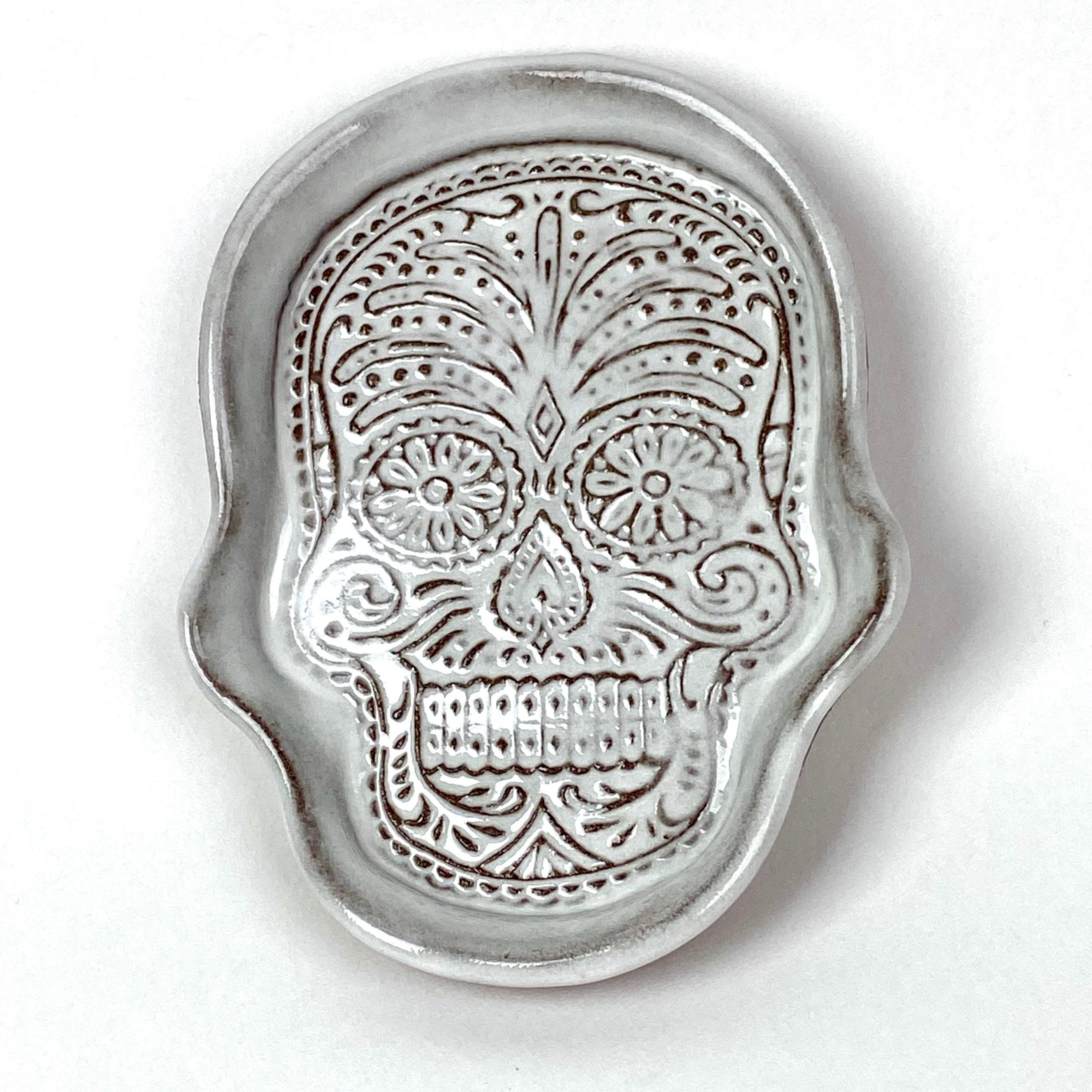Day of the Dead Calavera Skull Spoon Rest Hand Made Block Printed ...