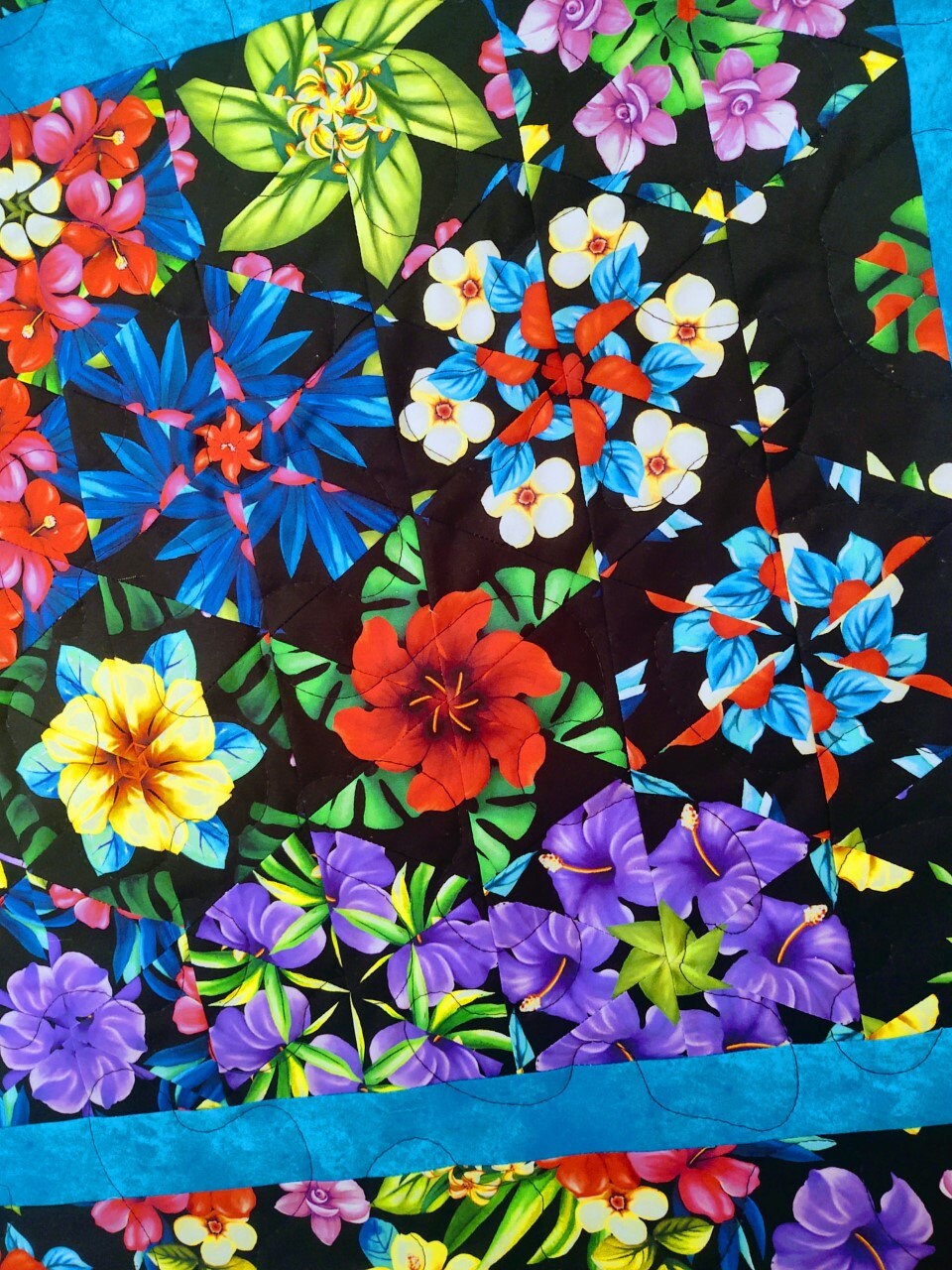 Pre-cut Quilt Kit, Aloha Tropical Floral Kaleidoscope Quilt Kit, Pre ...