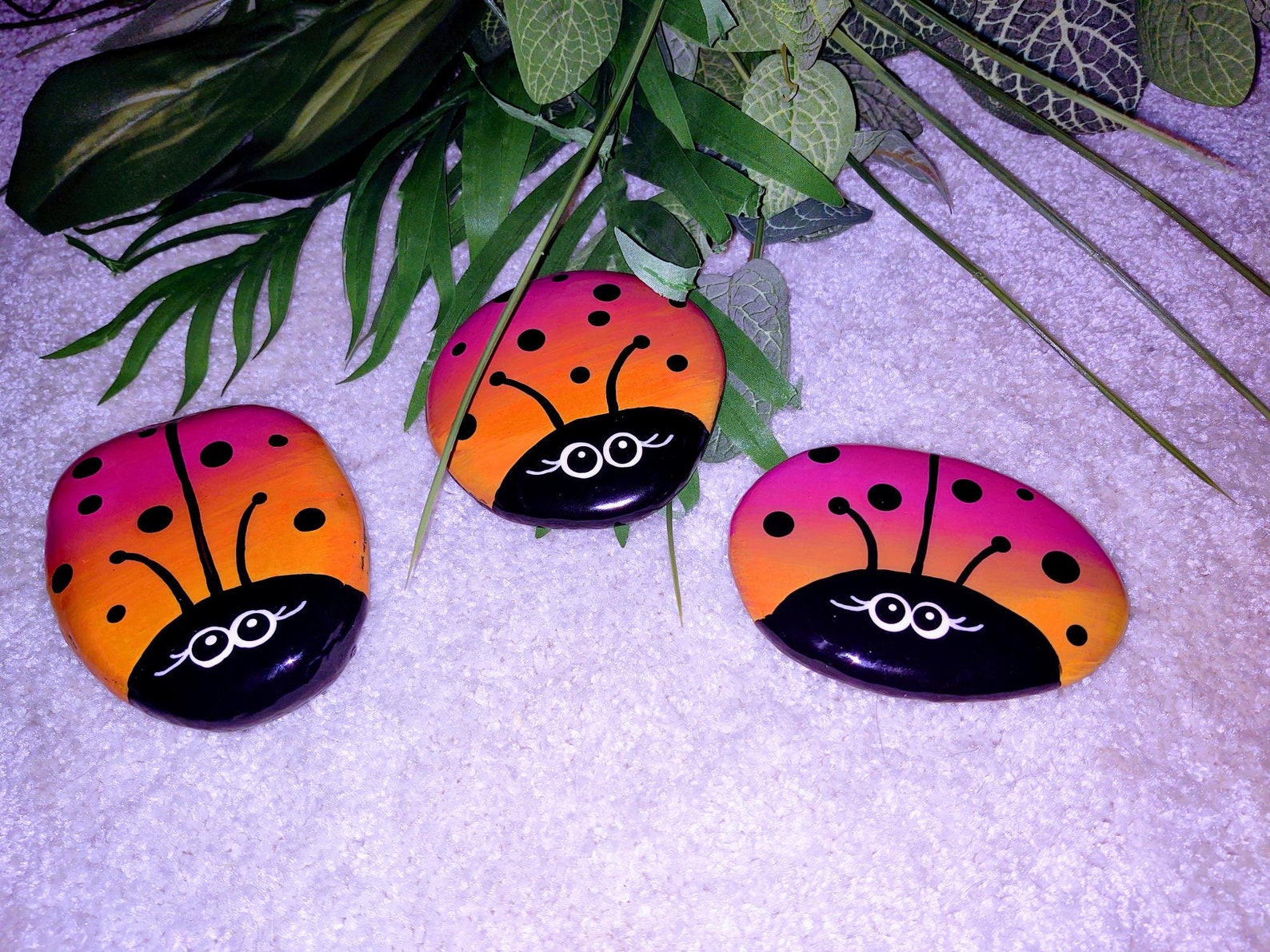 Painted Ladybug Rock, Rock Painting, Ladybug Rocks, Sunset Rocks, Pet ...