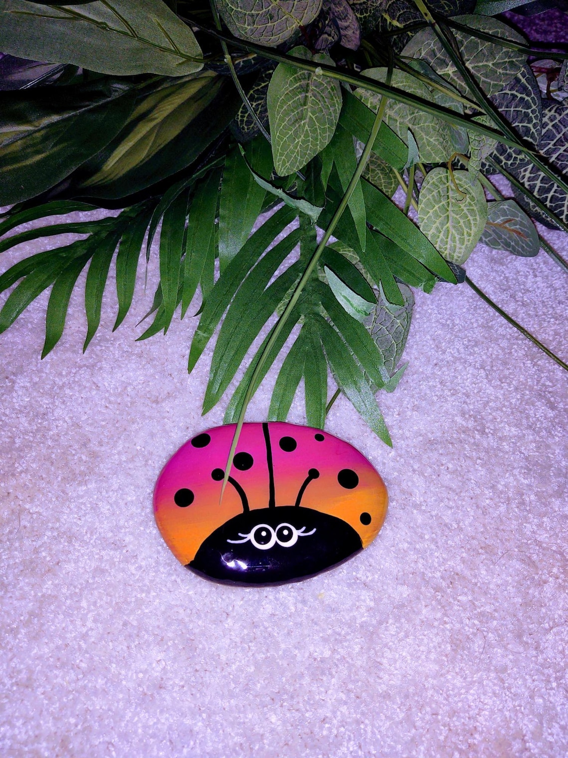 Painted Ladybug Rock, Rock Painting, Ladybug Rocks, Sunset Rocks, Pet ...