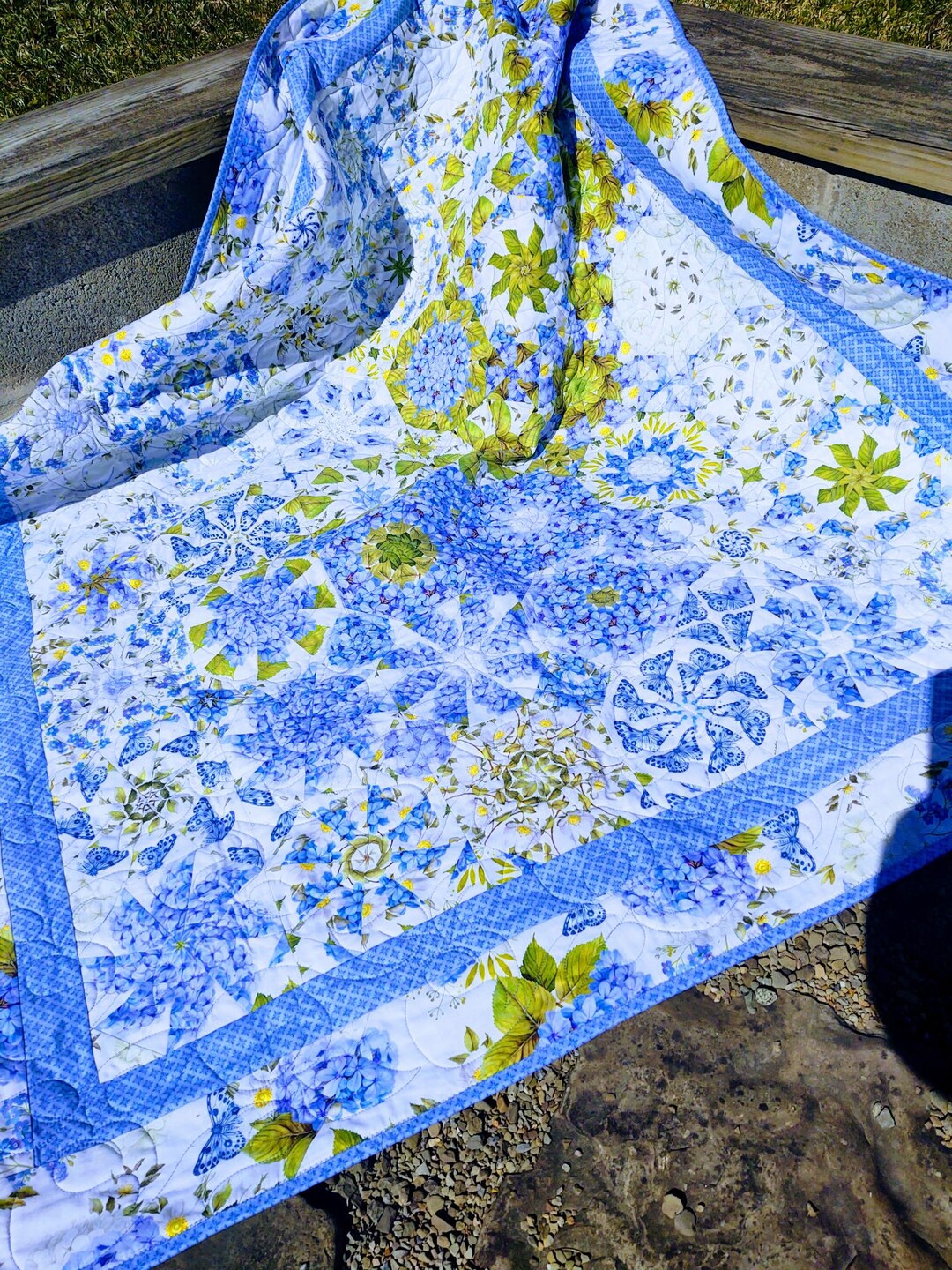 Pre-cut Quilt Kit, Stack N Whack, Pre-cut Quilt Kit, PERIWINKLE SPRING, Wedding Gift, Blue Quilt ...