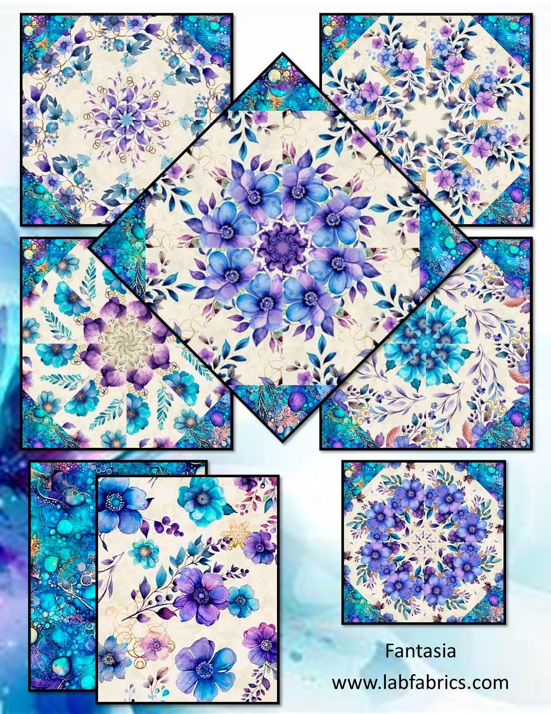 Pre Cut Quilt Kit, Fantasia, Kaleidoscope Quilt Block Kit / Stack N ...
