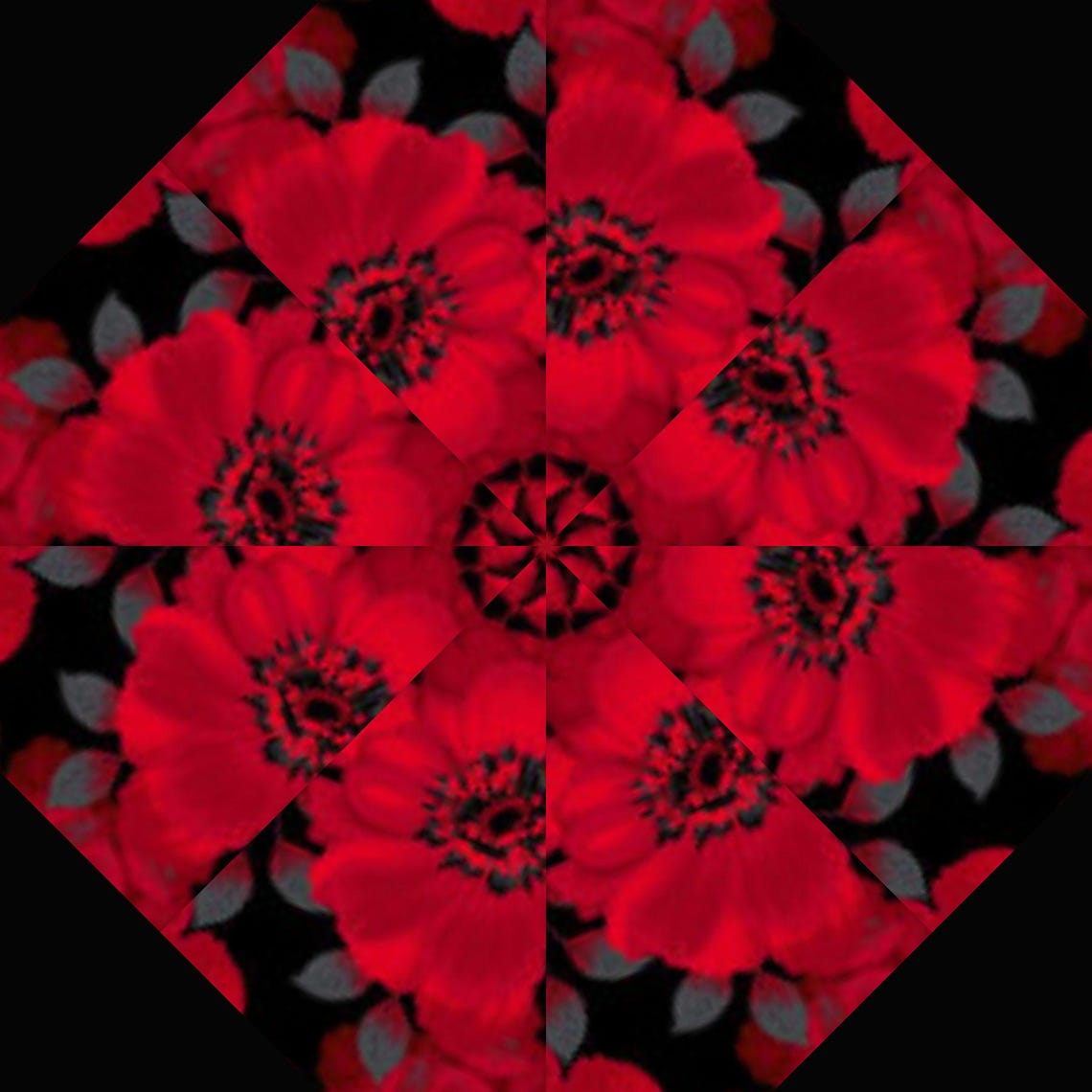 Pre-cut Quilt Kit, Red and Black Floral Kaleidoscope Quilt Kit, Pre Cut ...