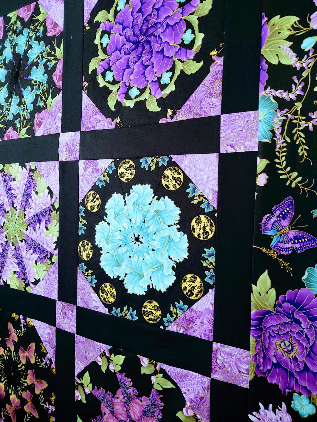 Pre-cut Quilt Kit, Shizuka Floral Kaleidoscope Quilt Kit, Pre Cut Quilt ...
