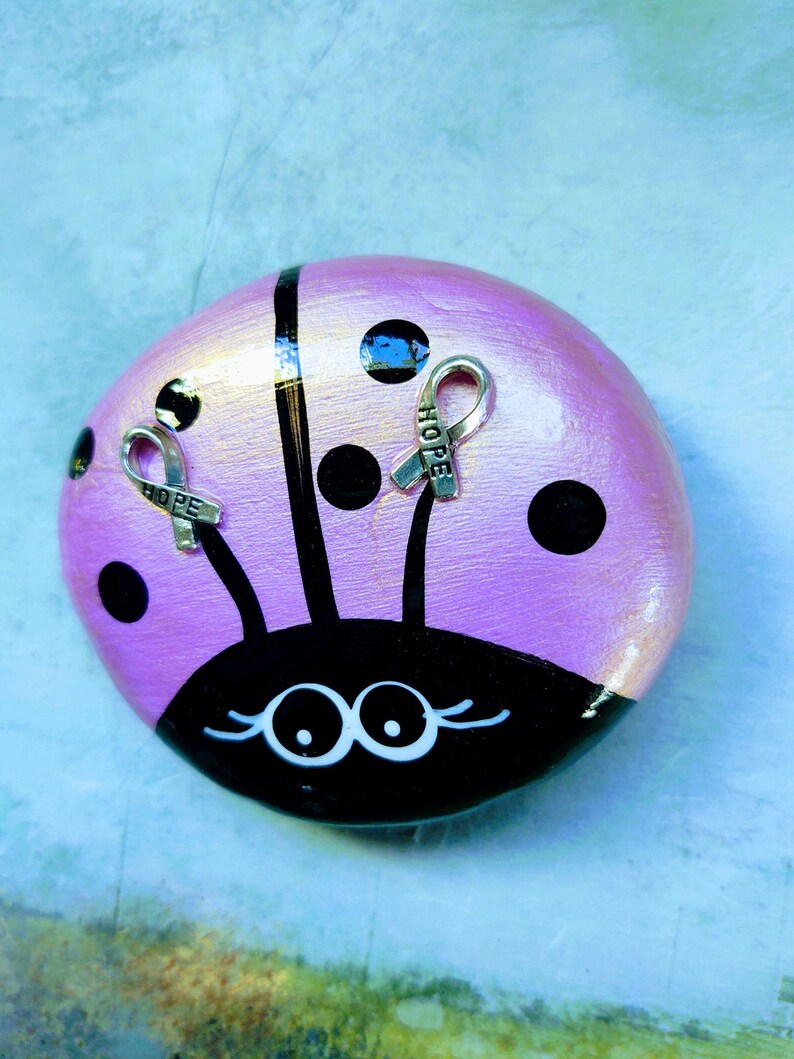 Breast Cancer Gift, Painted Ladybug Rock, Rock Painting, SET OF 2 ...