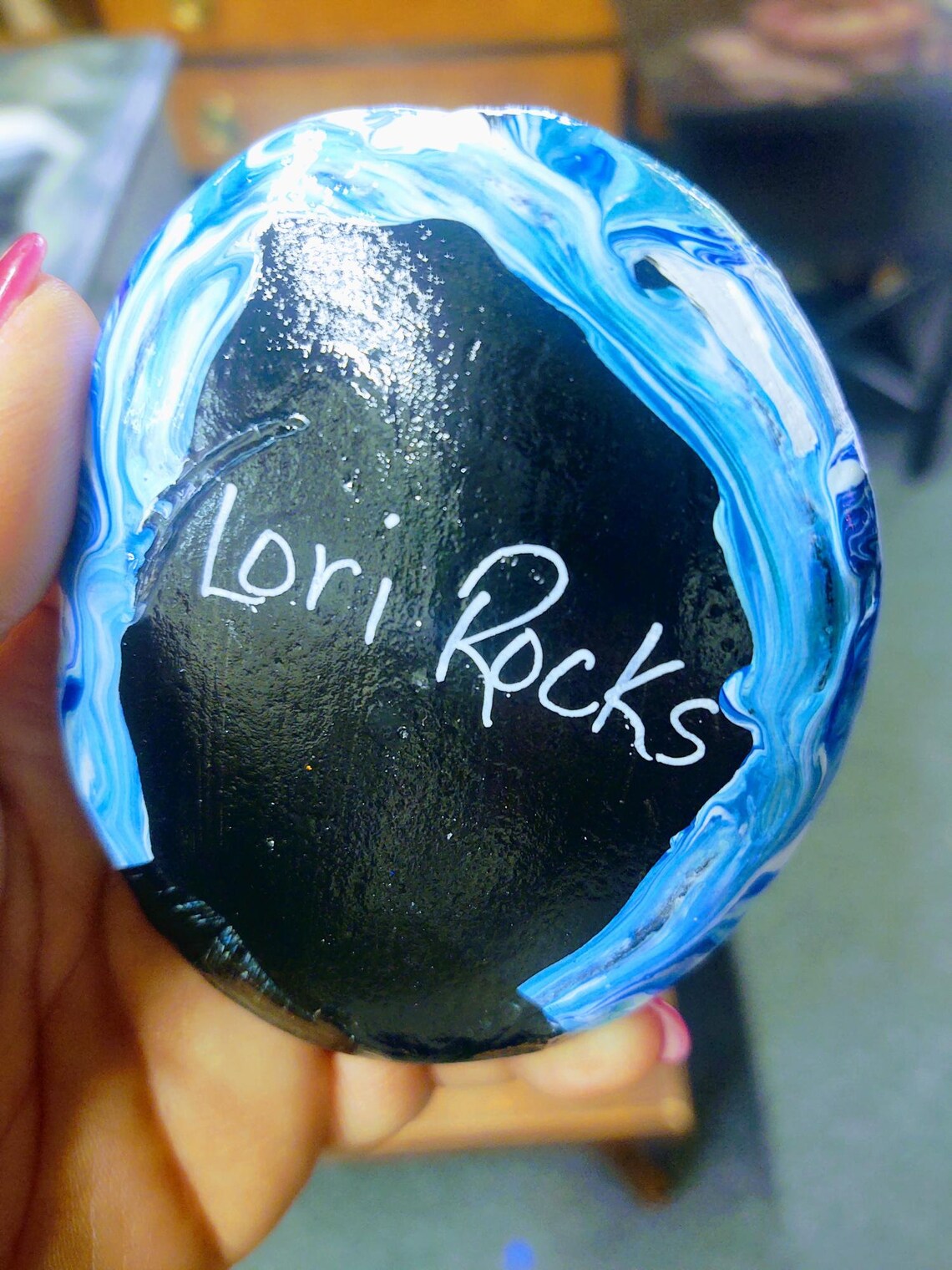 Painted Ladybug Rock / Rock Painting / Ladybug Rocks / Turquoise ...