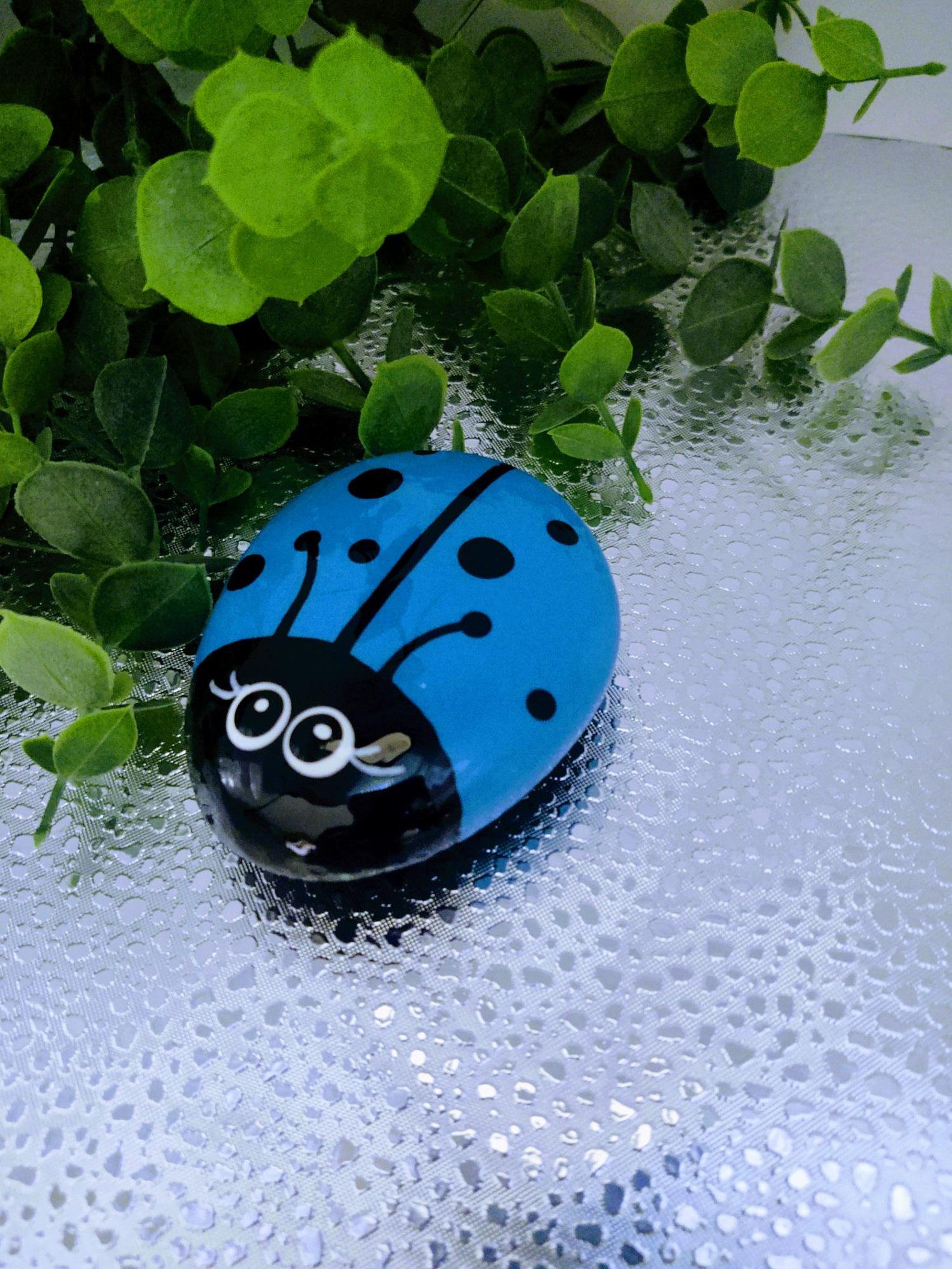 Painted Ladybug Rock / Rock Painting / Ladybug Rocks / Turquoise ...