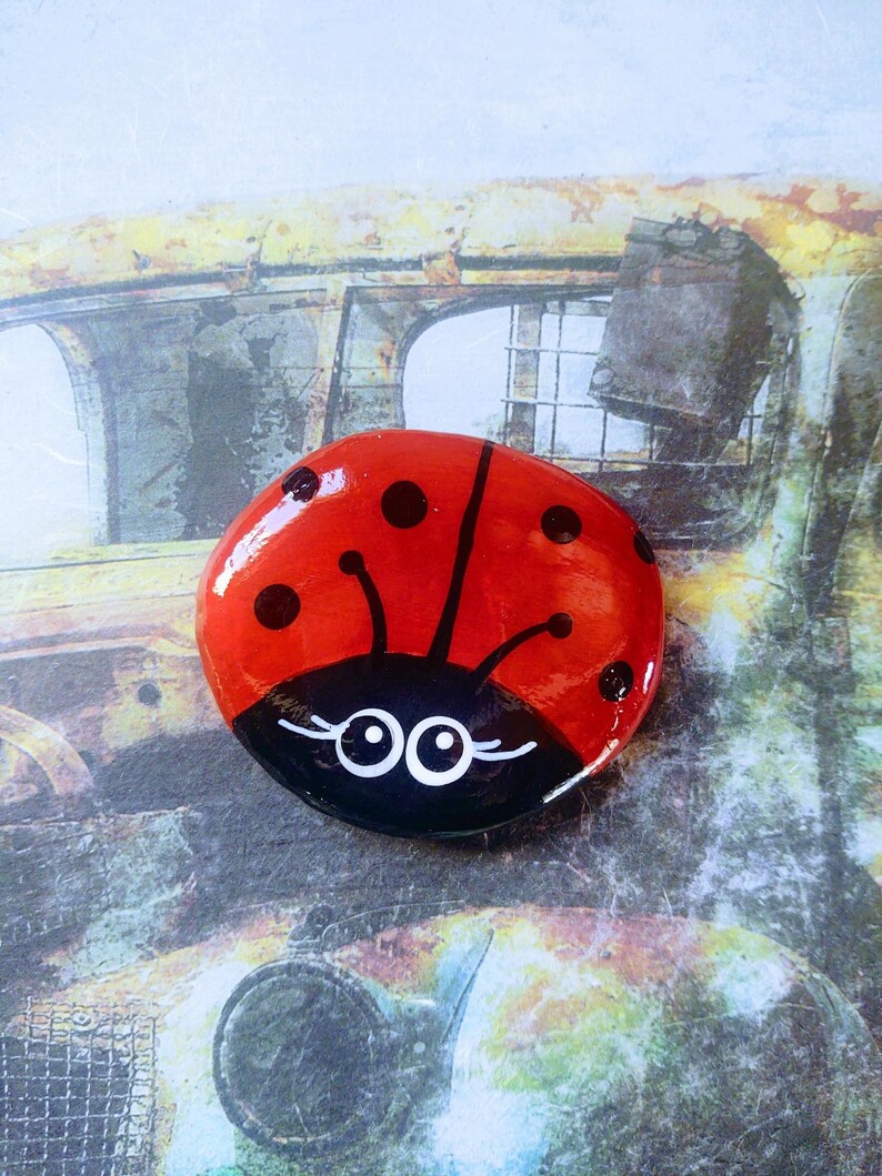 Painted Ladybug Rock, Painted Rocks, Ladybug Rocks, Red Ladybug Rock ...