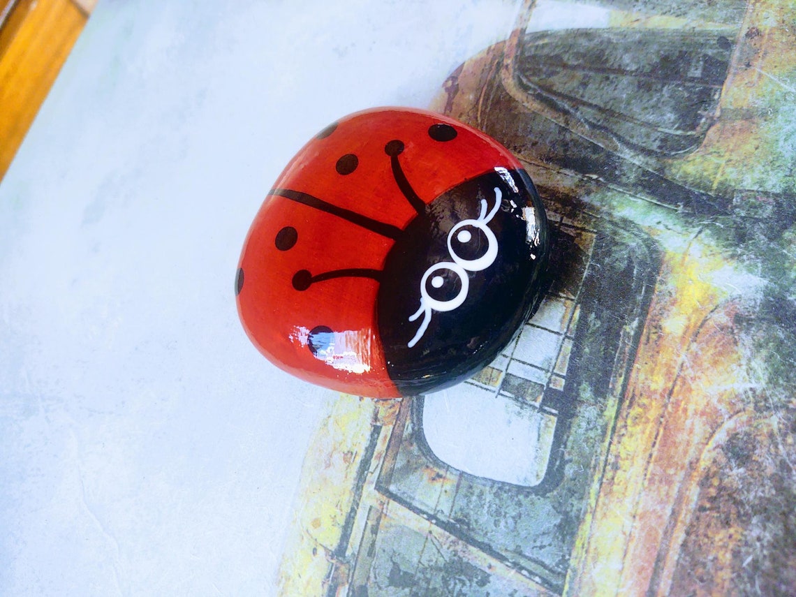 Painted Ladybug Rock, Painted Rocks, Ladybug Rocks, Red Ladybug Rock ...