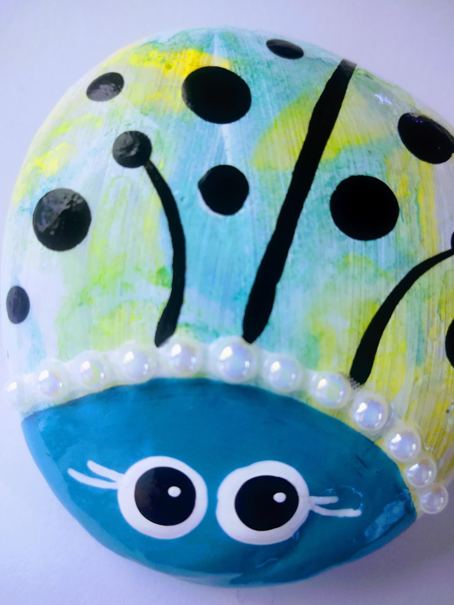 Painted Ladybug Rock / Rock Painting / Ladybug Rocks / Turquoise ...