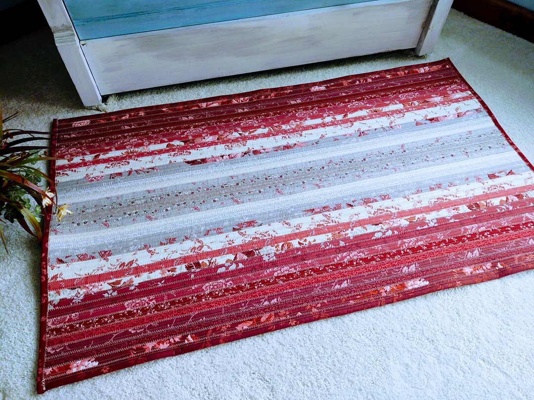 Jelly Roll Rug, Throw Rug, Fireplace Rug, Red Rug, Handmade Rug ...
