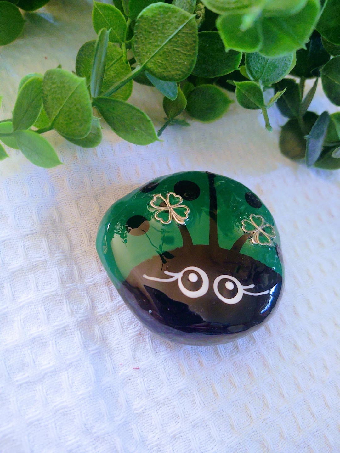 Painted Ladybug Rock, Painted Rocks, Ladybug Rocks, St Patricks Day ...