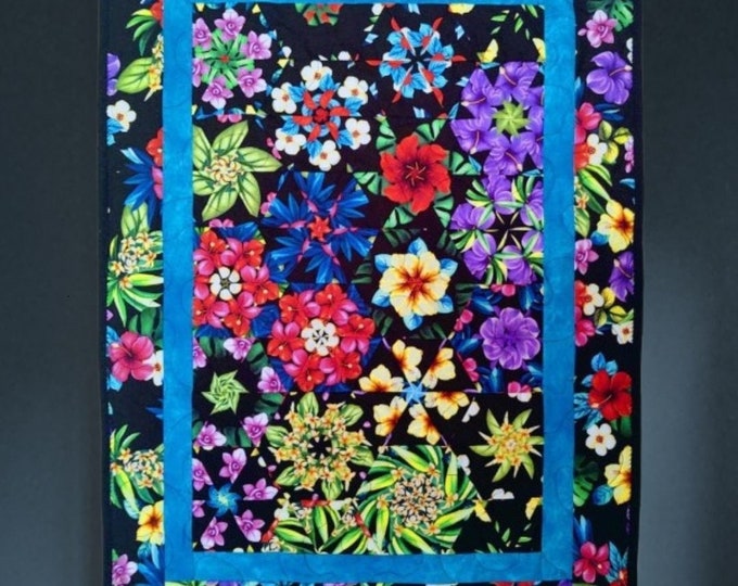 Pre-cut Quilt Kit, Aloha Tropical Floral Kaleidoscope Quilt Kit, Pre ...