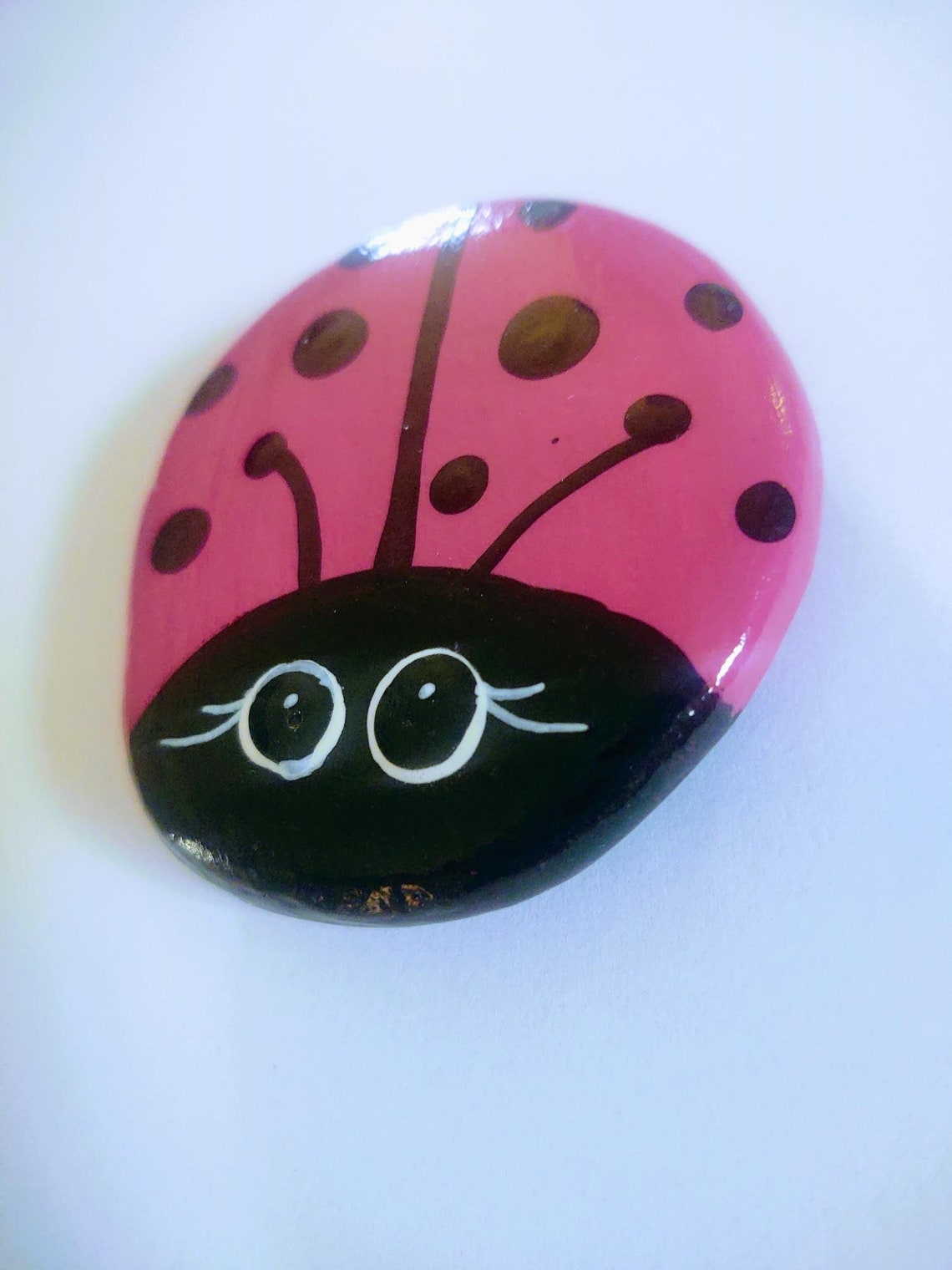 Painted Ladybug Rock / Rock Painting / Ladybug Rocks / Pink - Etsy