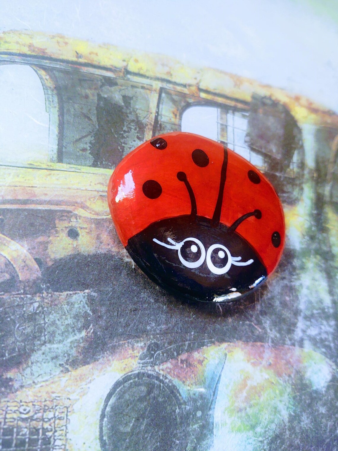 Painted Ladybug Rock, Painted Rocks, Ladybug Rocks, Red Ladybug Rock ...