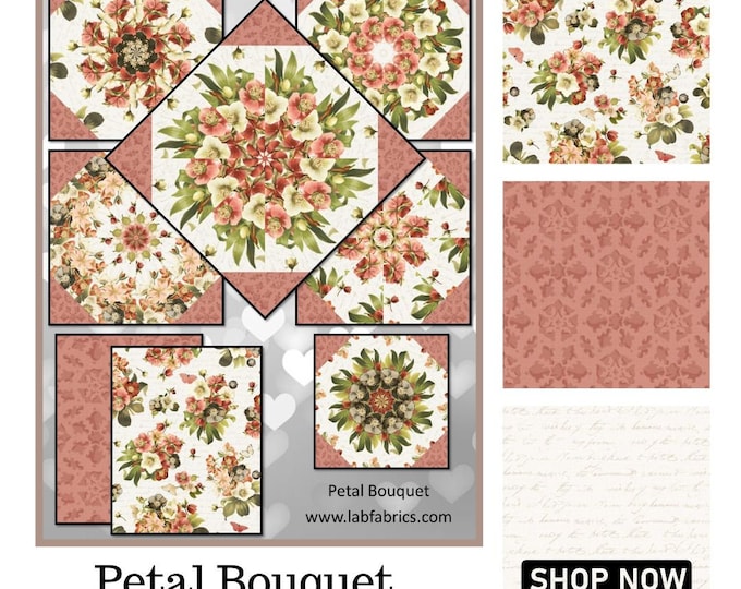 Pre Cut Quilt Kit, Petal Bouquet Fabric BUNDLE Pack Kaleidoscope ...