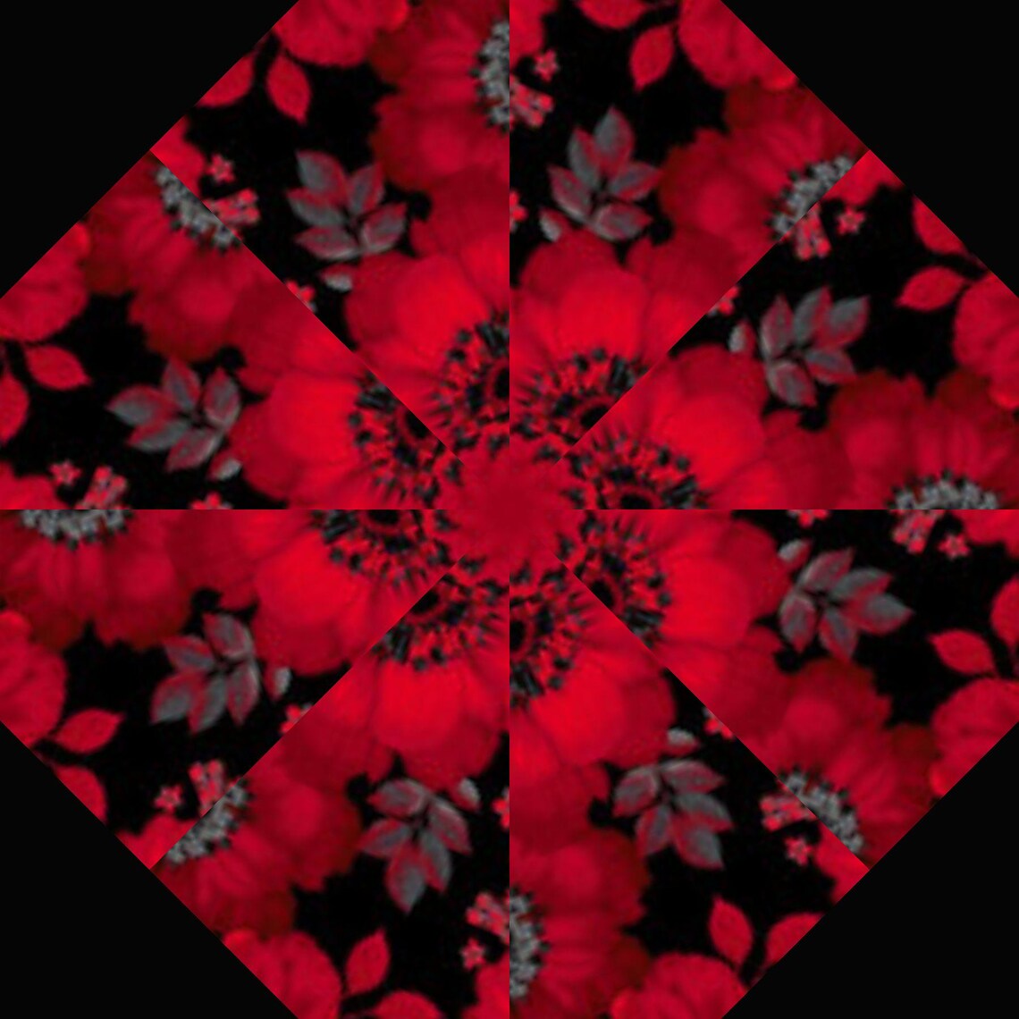Pre-cut Quilt Kit, Red and Black Floral Kaleidoscope Quilt Kit, Pre Cut ...