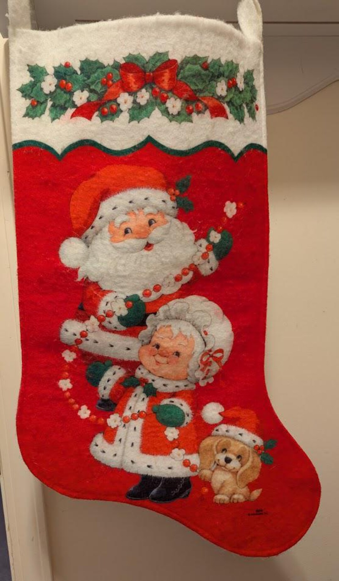 Vintage Morehead Santa His Mrs and Puppy Darling Huge Christmas Holiday ...