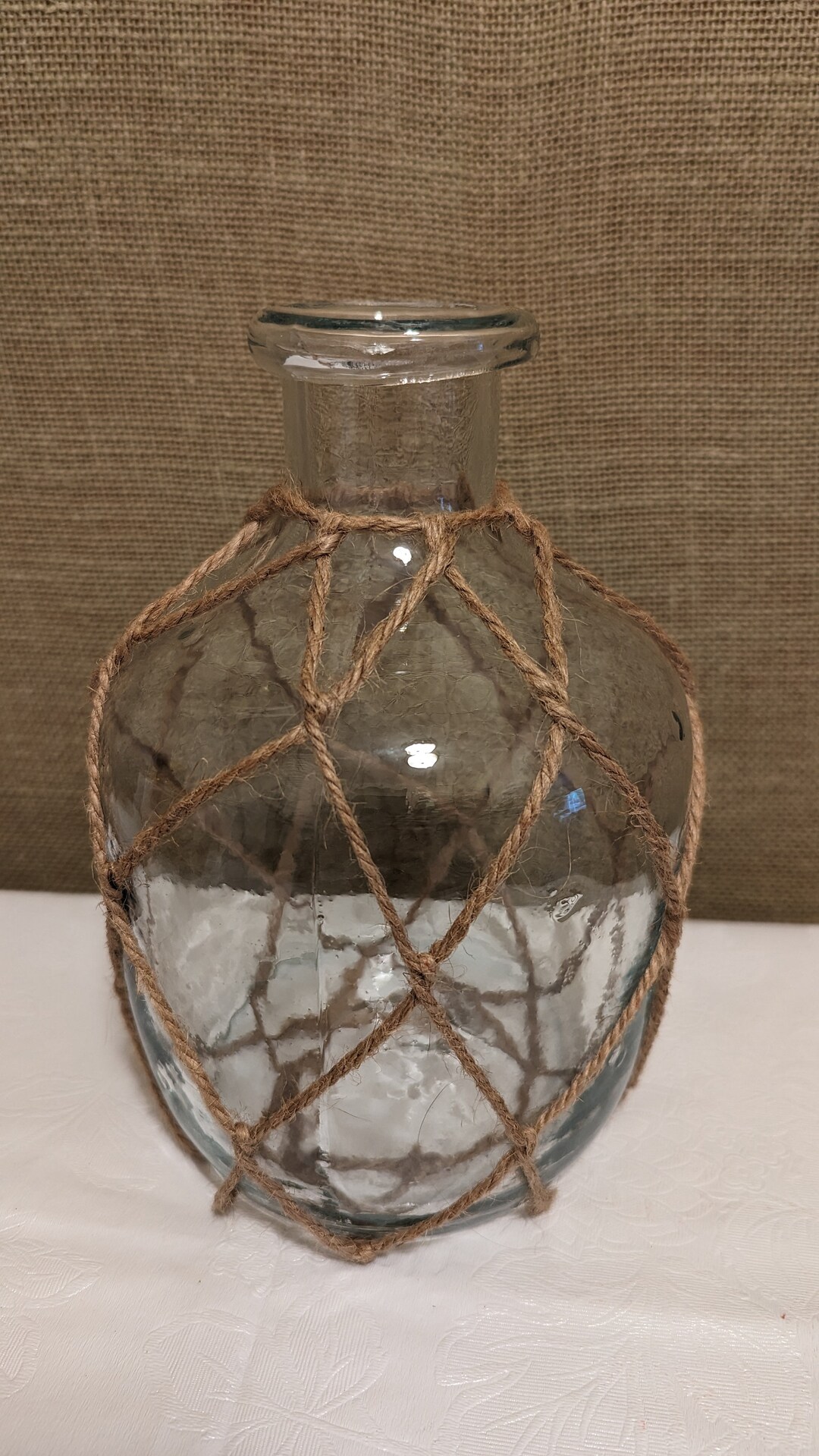 Coastal Decor Vintage Boho Woven Jute Covered Vase for Indoor Flower ...