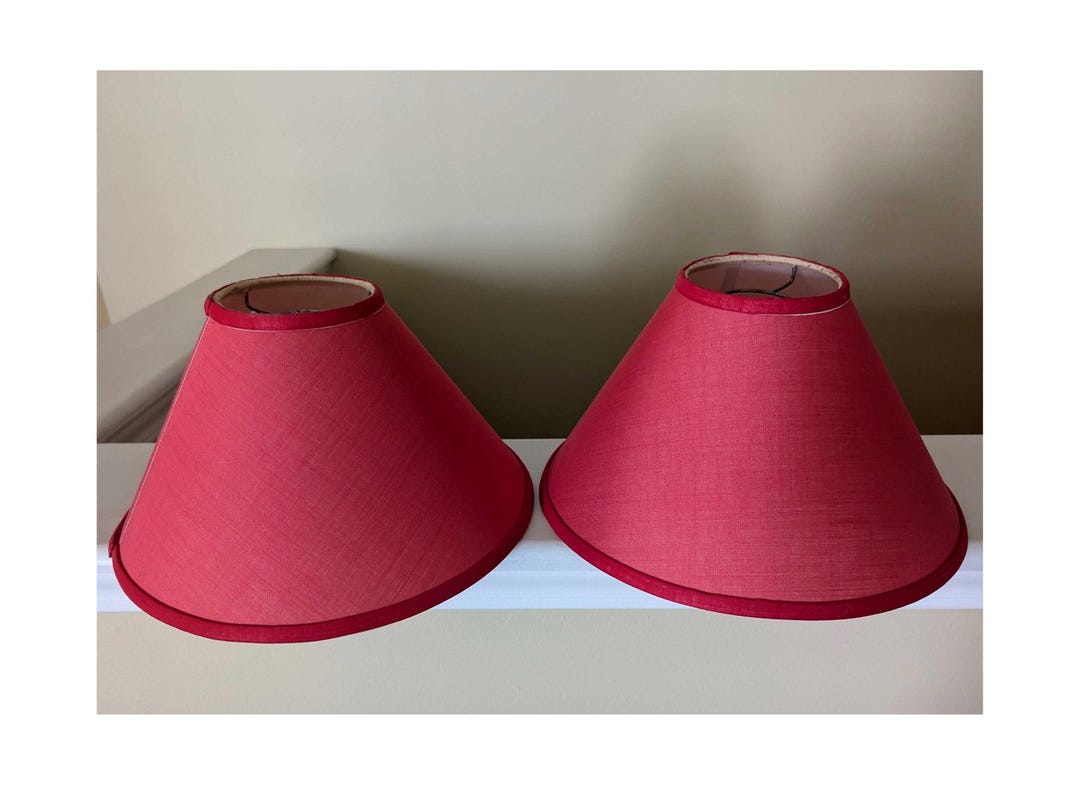 Vintage Pair Red Lamp Shades Grandma or Holiday or Cozy Cabin - Etsy