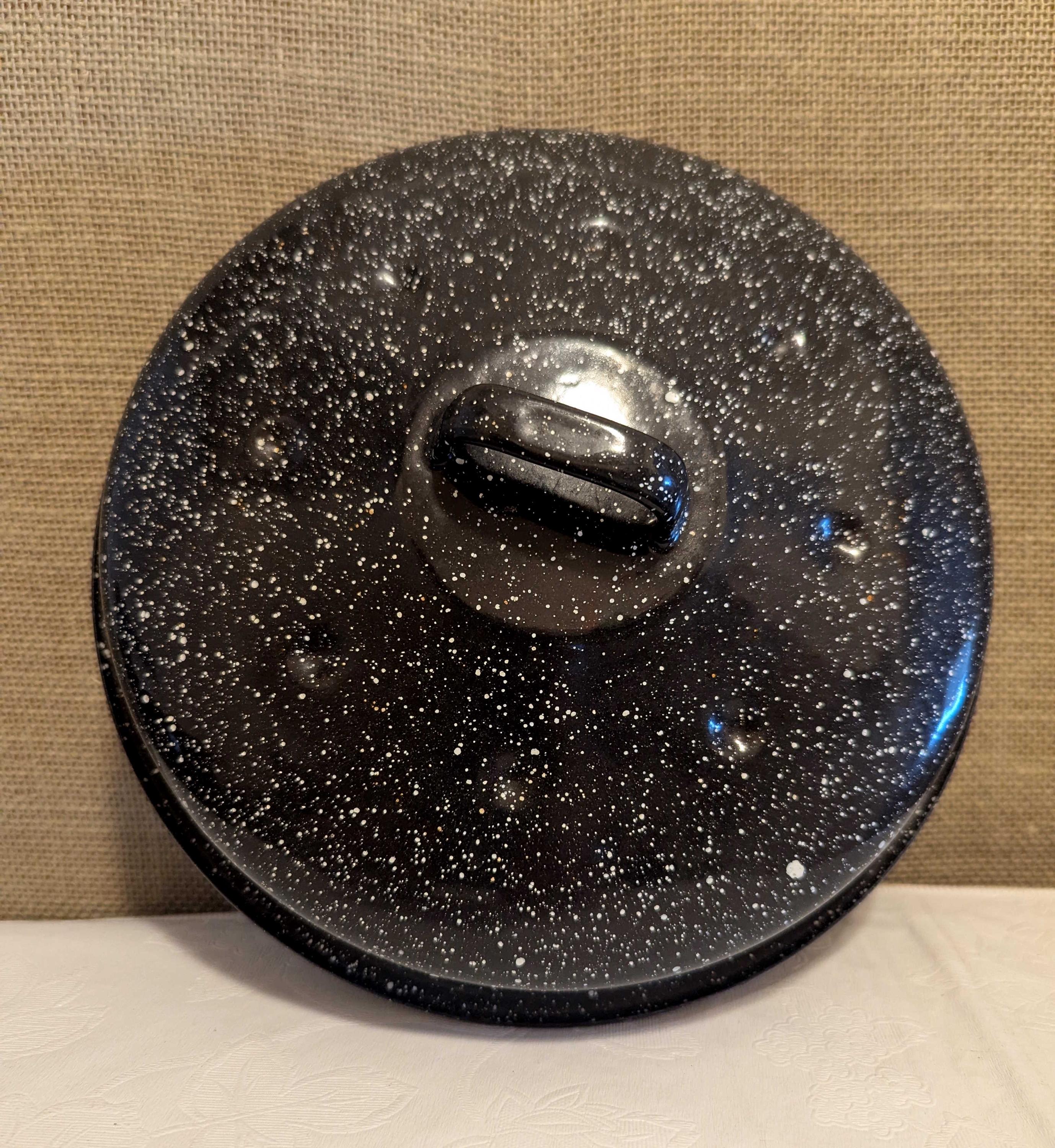 Black Speckled Graniteware Enamelware Round Roaster Pan W Lid - Etsy