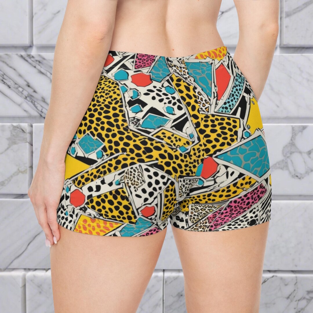 Japanese Superflat Fragmented Animal Print Women's Shorts, Colorful ...