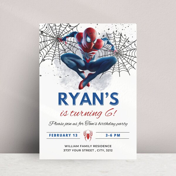 Spiderman Invitation - Etsy