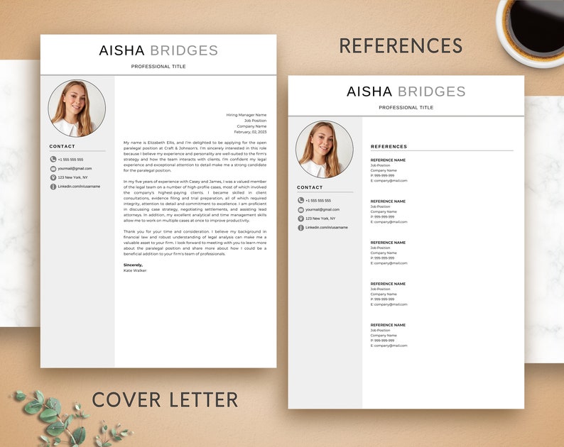 Professional & Modern Resume Template for CANVA Resume Design CV ...