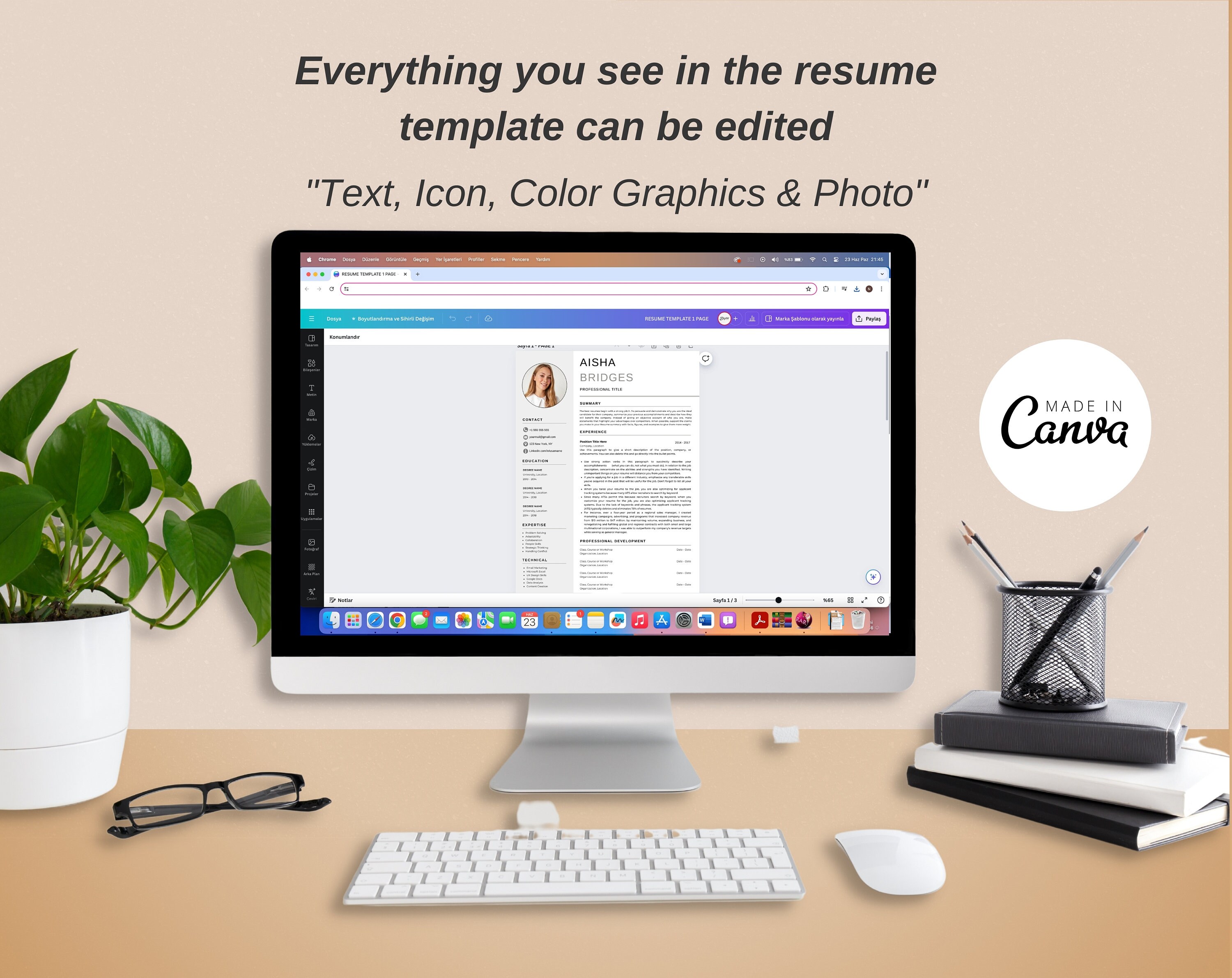 Professional & Modern Resume Template for CANVA Resume Design CV ...