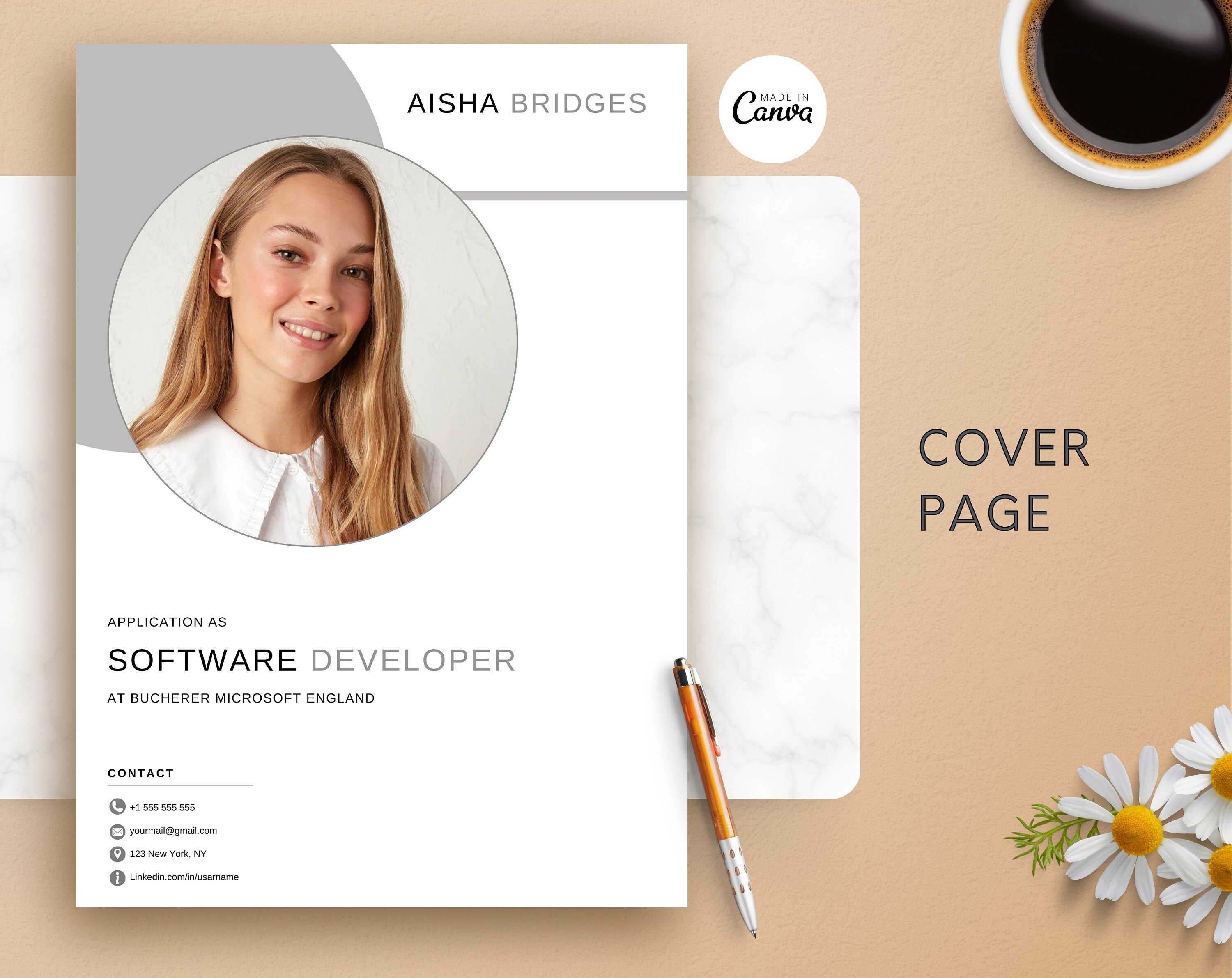 Professional & Modern Resume Template for CANVA Resume Design CV ...