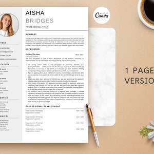Professional & Modern Resume Template for CANVA Resume Design CV ...