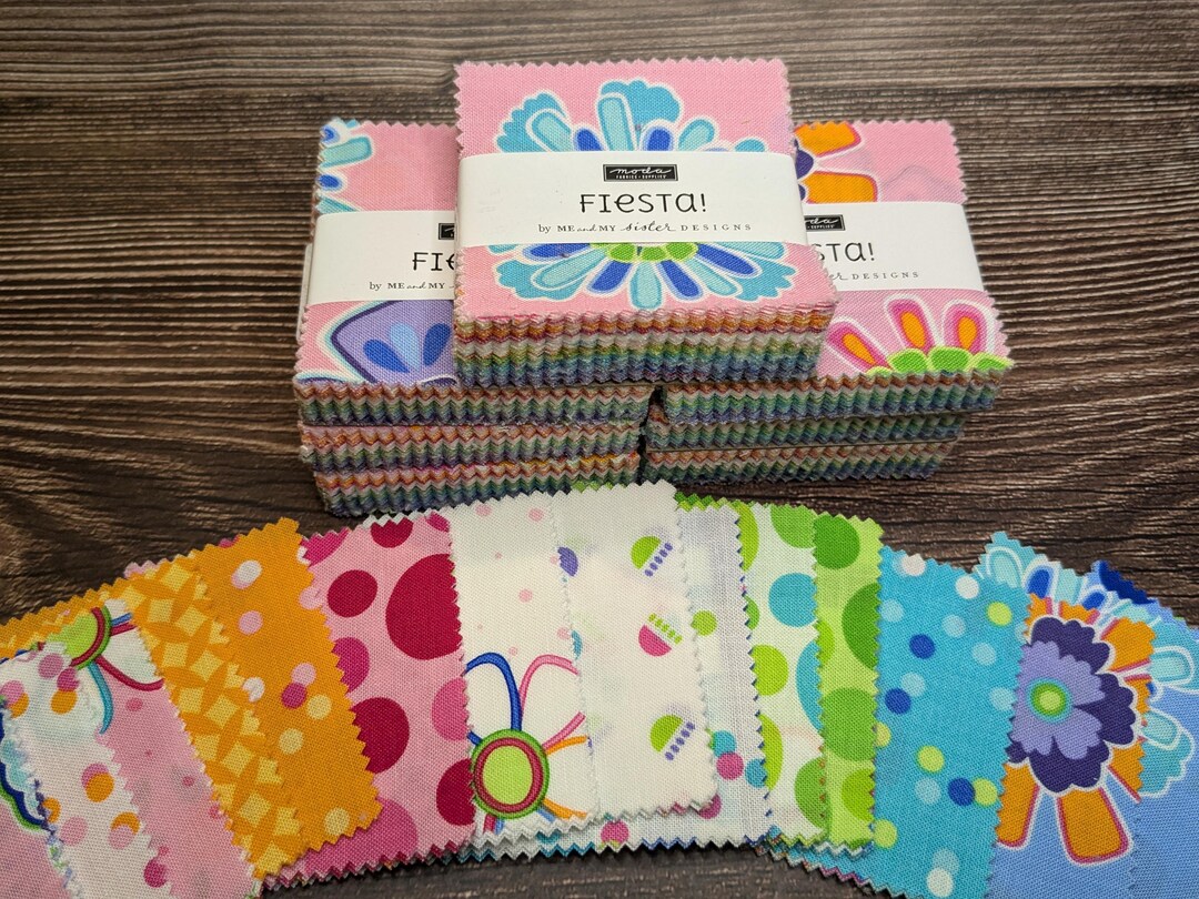 Moda Fabrics Fiesta Mini Charm Pack: Colorful Floral Cotton Squares for ...