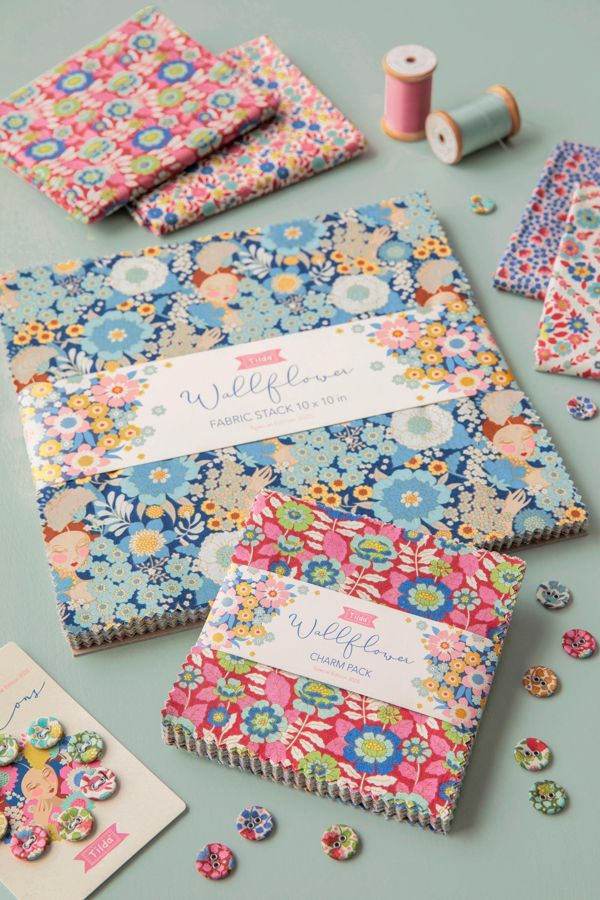 Tilda Fabric Wallflower for Patchwork Quilting Sewing, Retro Vibe ...